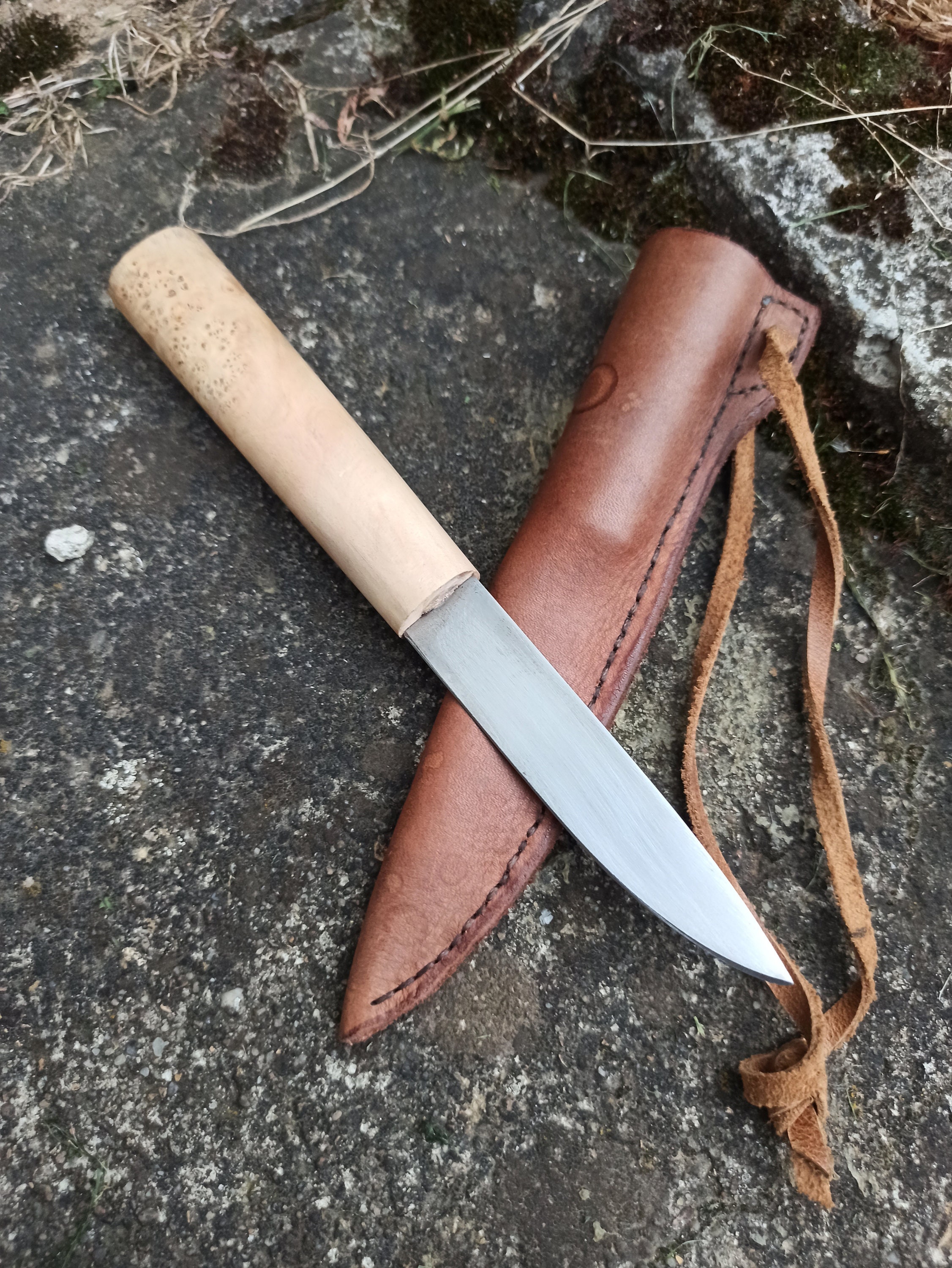 Medium Handmade Viking/slavic Knife With Leather Scabbard - Etsy