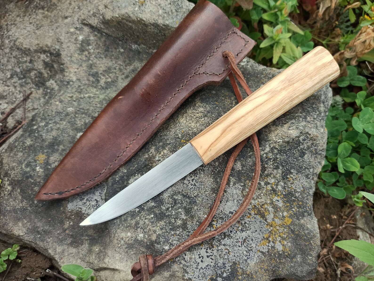 Medium Handmade Viking/slavic Knife With Leather Scabbard - Etsy