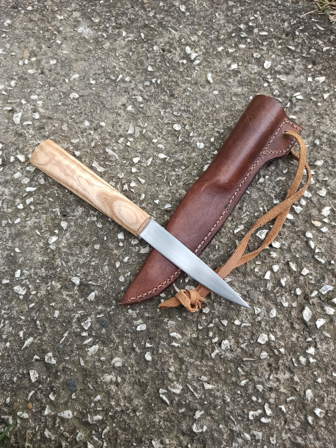 Medium Handmade Viking/slavic Knife With Leather Scabbard - Etsy