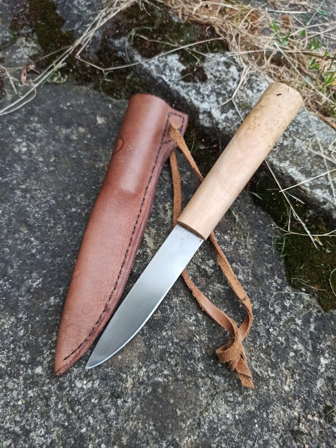 Medium Handmade Viking/slavic Knife With Leather Scabbard - Etsy