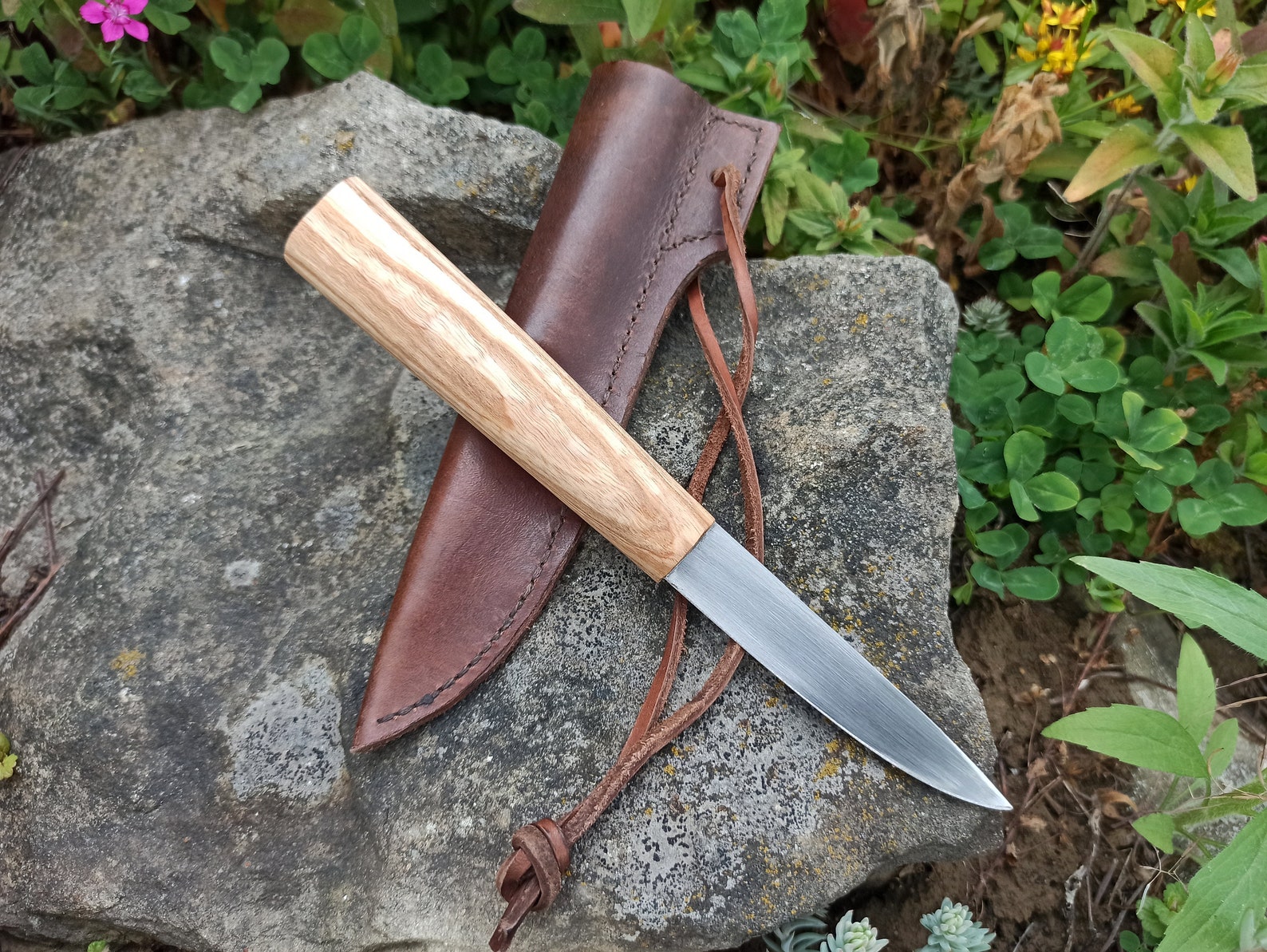 Medium Handmade Viking/slavic Knife With Leather Scabbard - Etsy