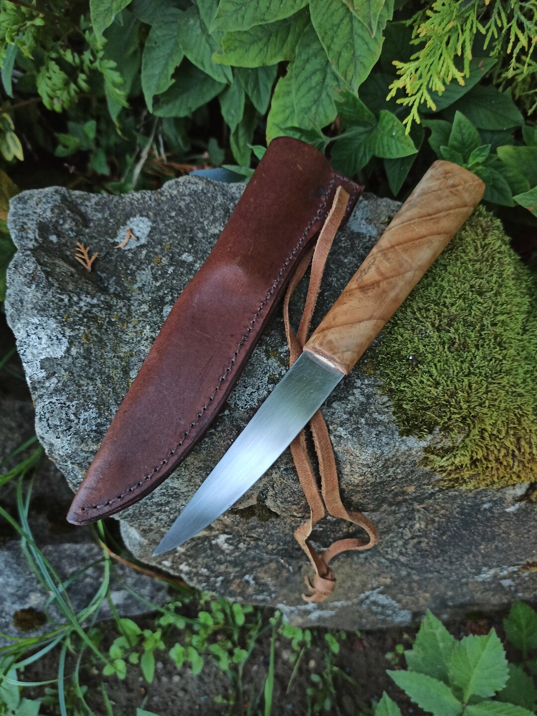 Medium Handmade Viking/slavic Knife With Leather Scabbard - Etsy