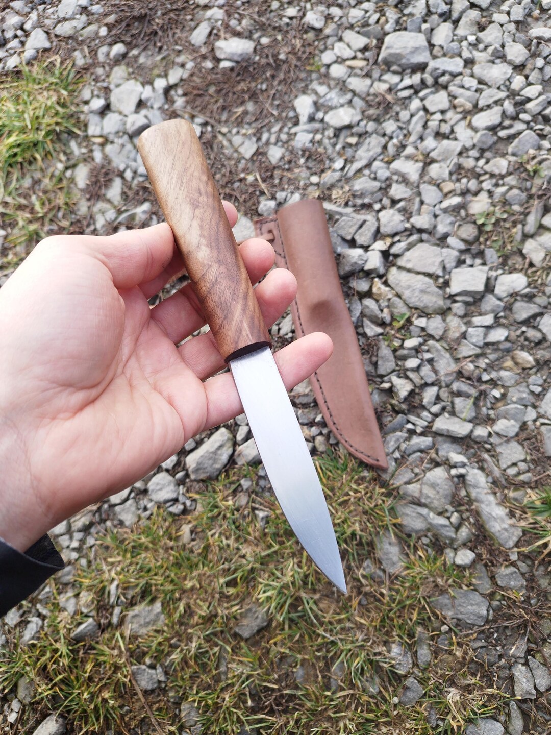 Medium Handmade Viking/slavic Knife With Leather Scabbard - Etsy
