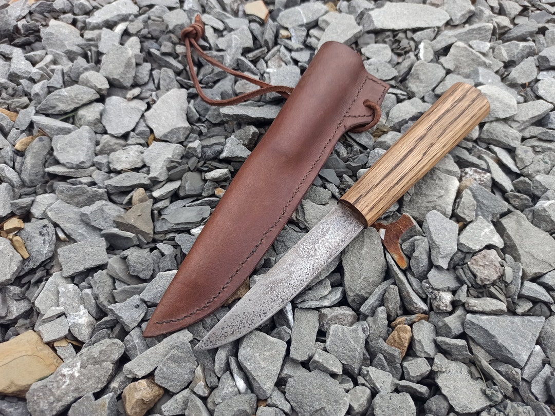 Medium Handmade Viking/slavic Knife With Leather Scabbard - Etsy