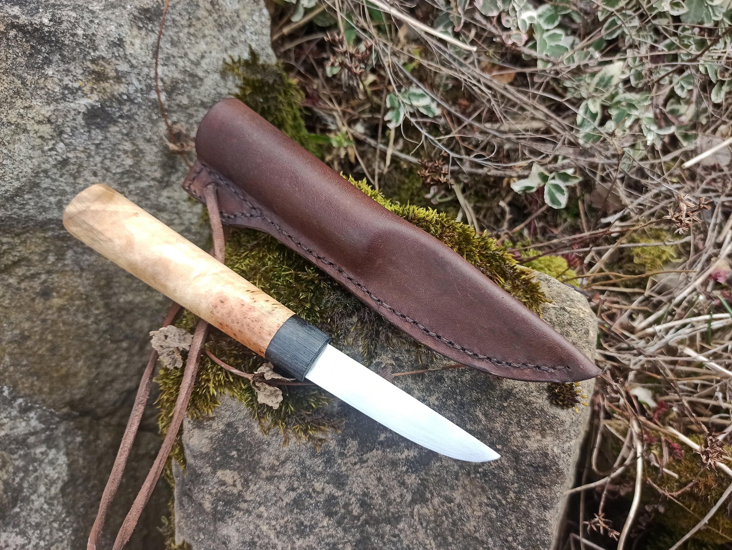 Medium Handmade Viking/slavic Knife With Leather Scabbard - Etsy