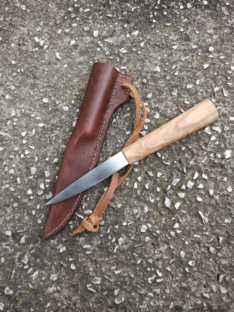 Medium Handmade Viking/slavic Knife With Leather Scabbard - Etsy