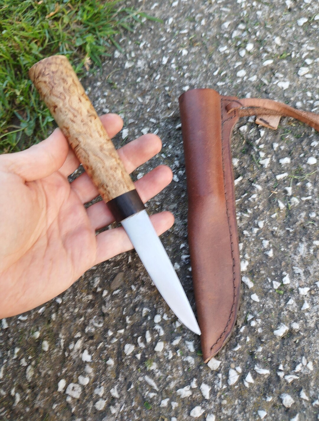 Medium Handmade Viking/slavic Knife With Leather Scabbard - Etsy