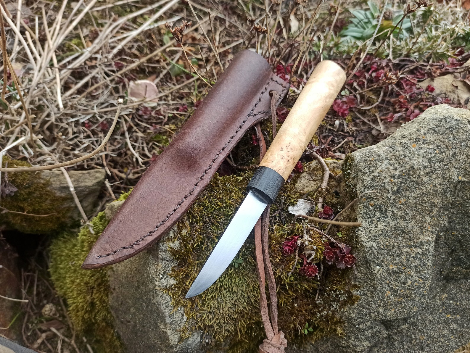Medium Handmade Viking/slavic Knife With Leather Scabbard - Etsy
