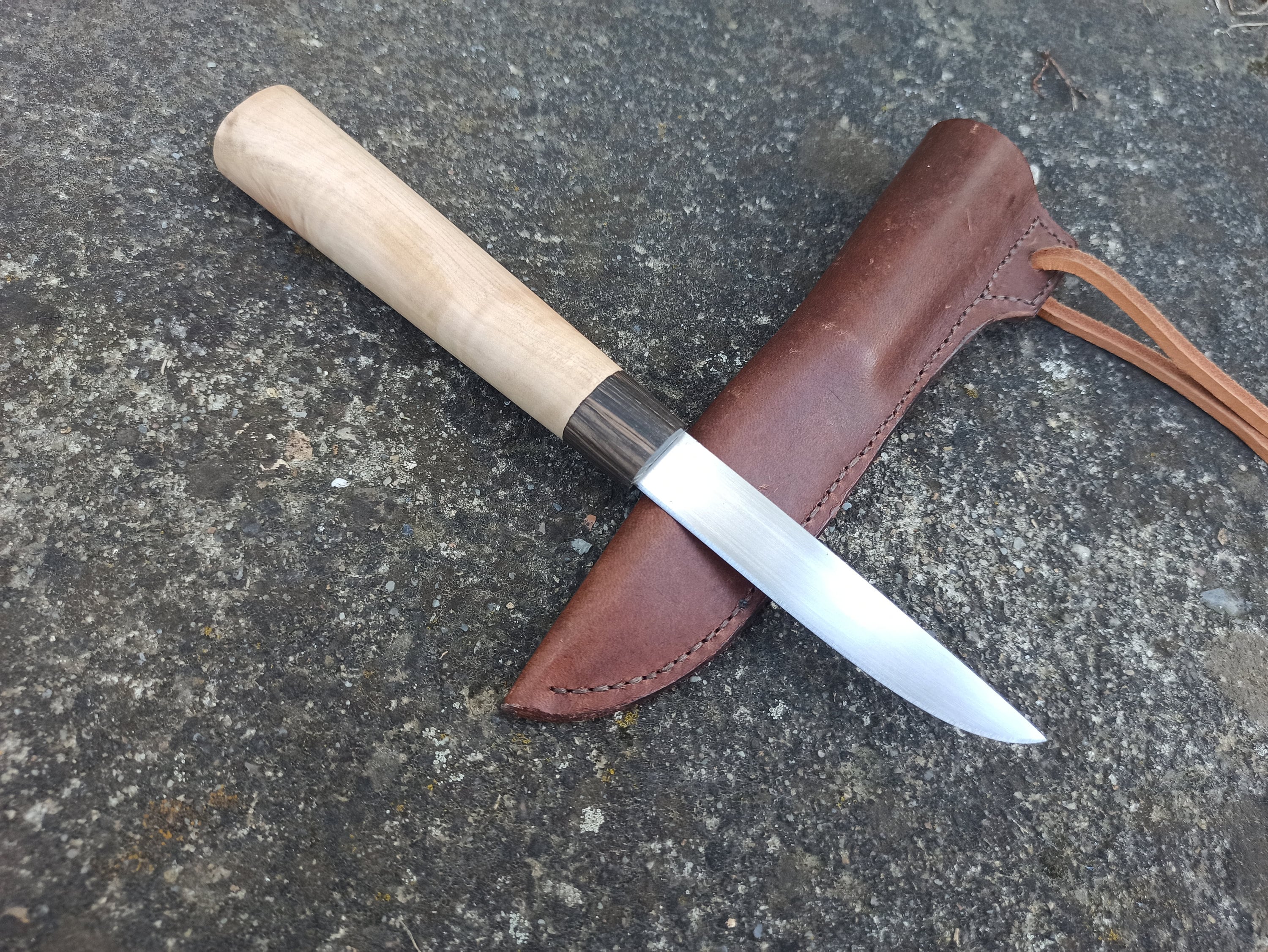 Medium Handmade Viking/slavic Knife With Leather Scabbard - Etsy
