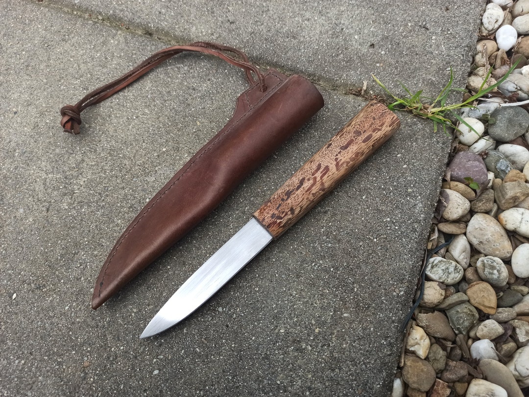 Medium Handmade Viking/slavic Knife With Leather Scabbard - Etsy