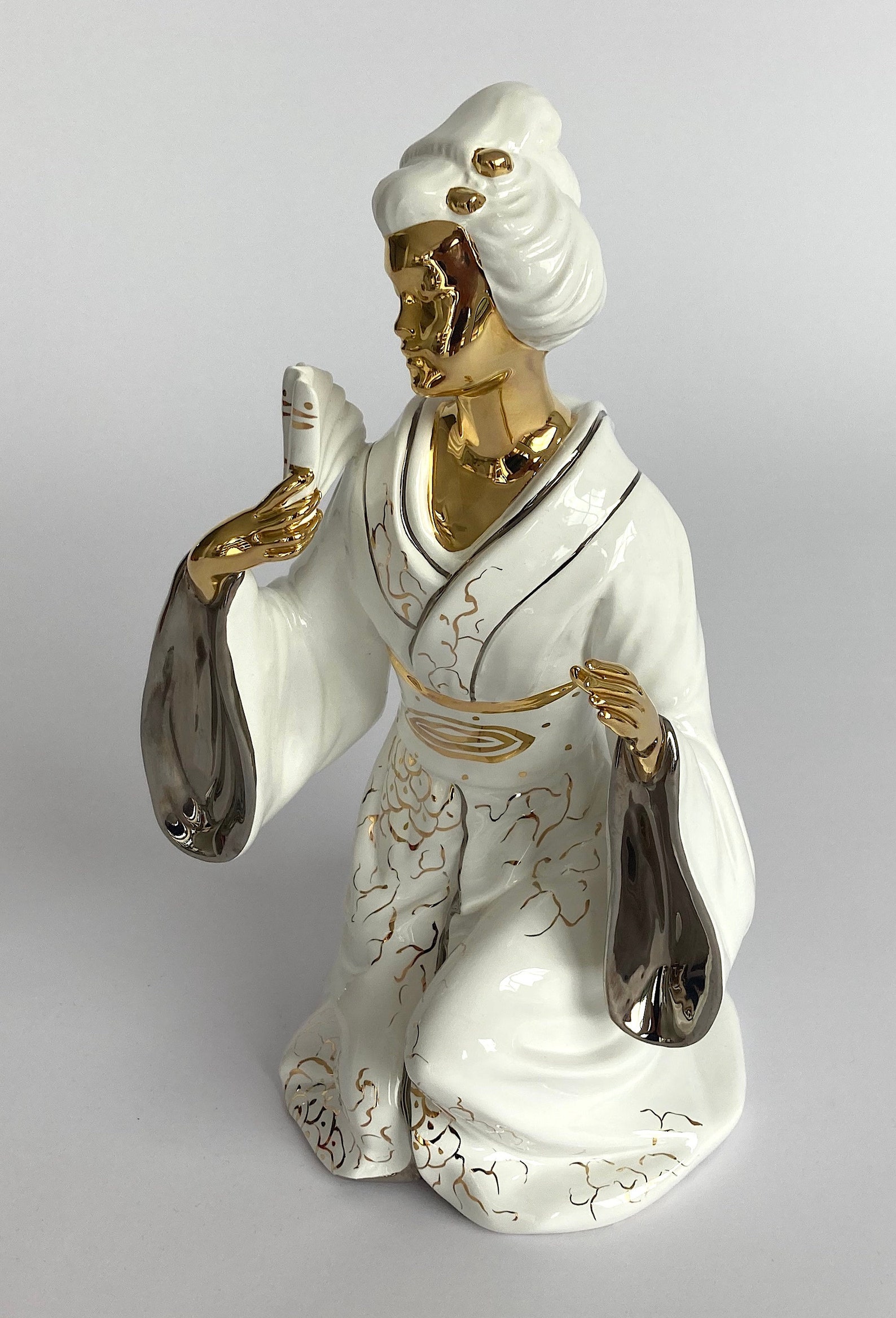 1970s Italian "domenico Zanotto" Ceramic White-gold-platinum "geisha ...