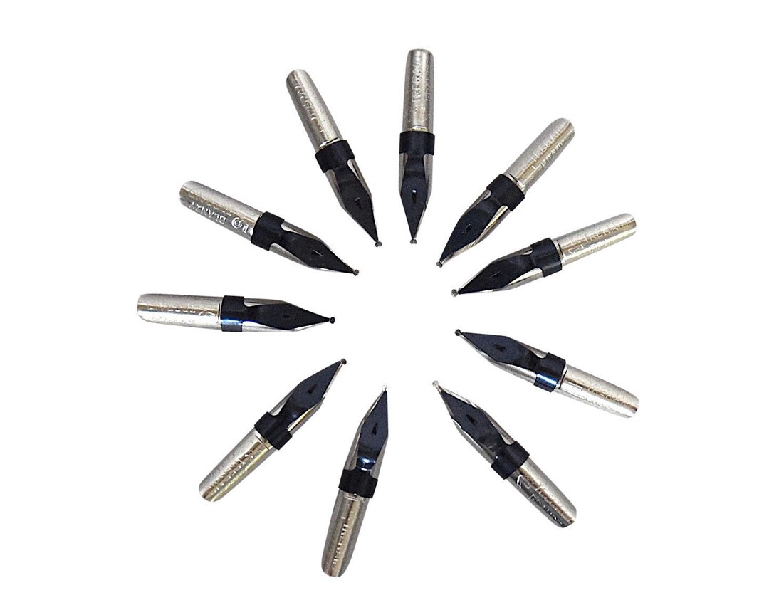 French Blanzy Conté Gilbert Green Hard Plastic Pen Nibs Box With 10 Pen ...