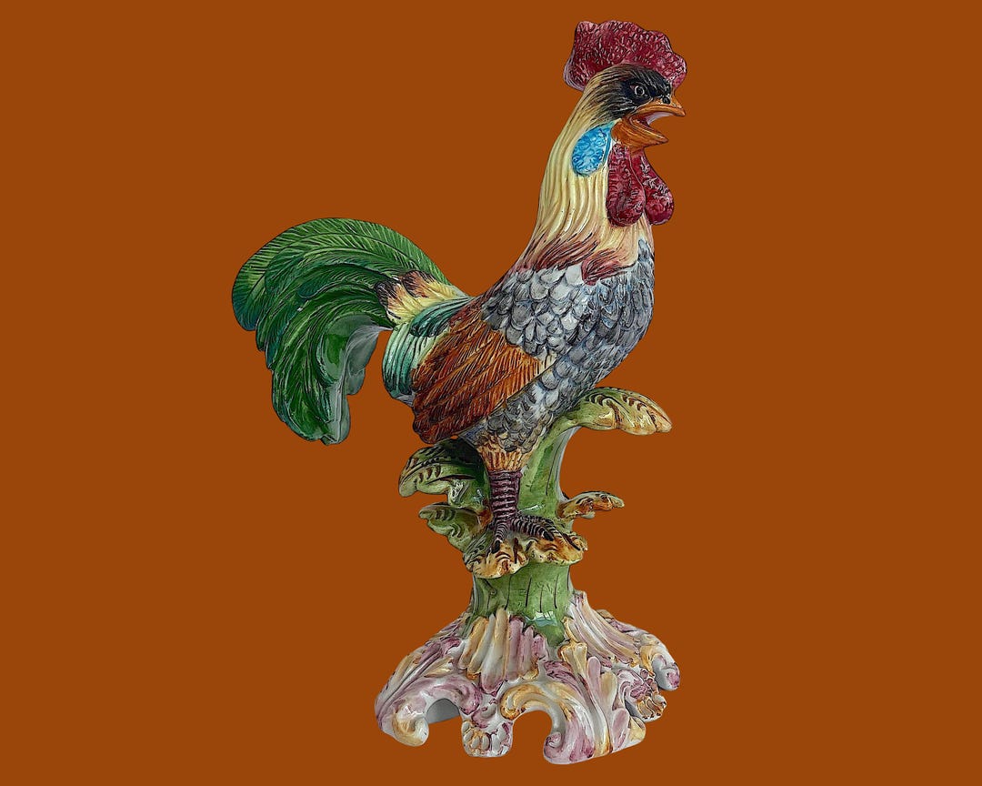 Mid Century Italian Bassano Ceramic Rooster Farm Animal Figurine ...