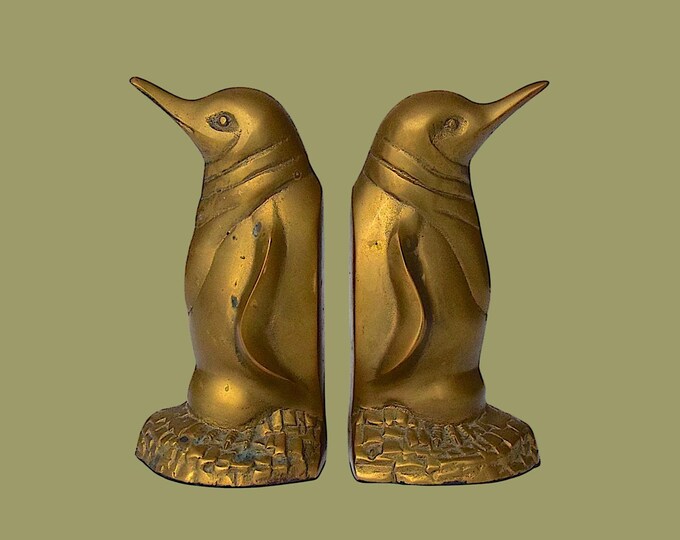 20th C. Pair Brass "penguin" Bookends - Library / Desk Accessories ...