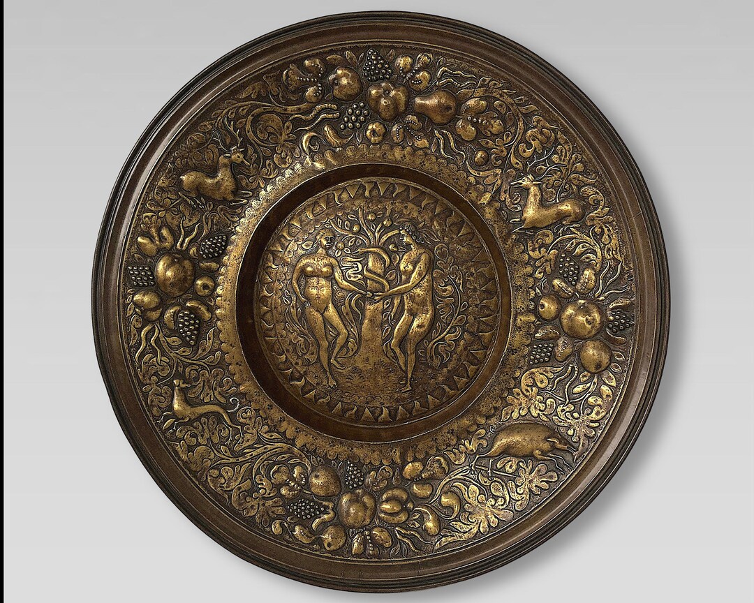 Circa 1900 Large "adam & Eve - Tree of Knowledge of Good and Evil - the ...