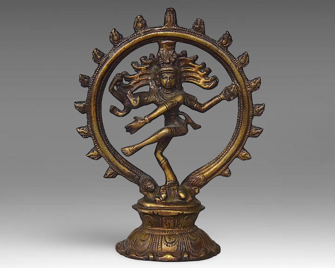 20th C. "dance of Fire" Brass "nataraja" Sculpture - Hindu God Shiva ...