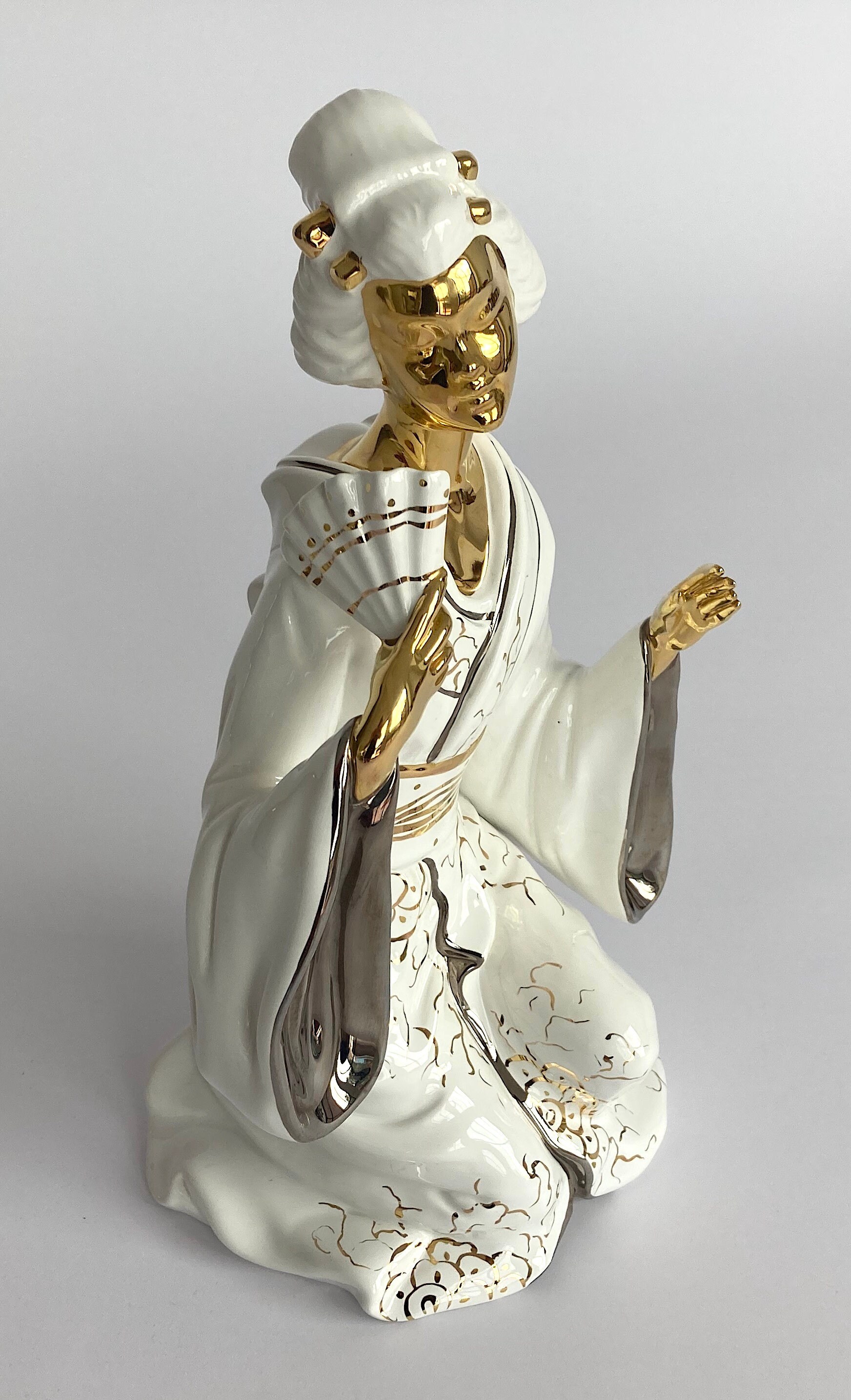 1970s Italian "domenico Zanotto" Ceramic White-gold-platinum "geisha ...
