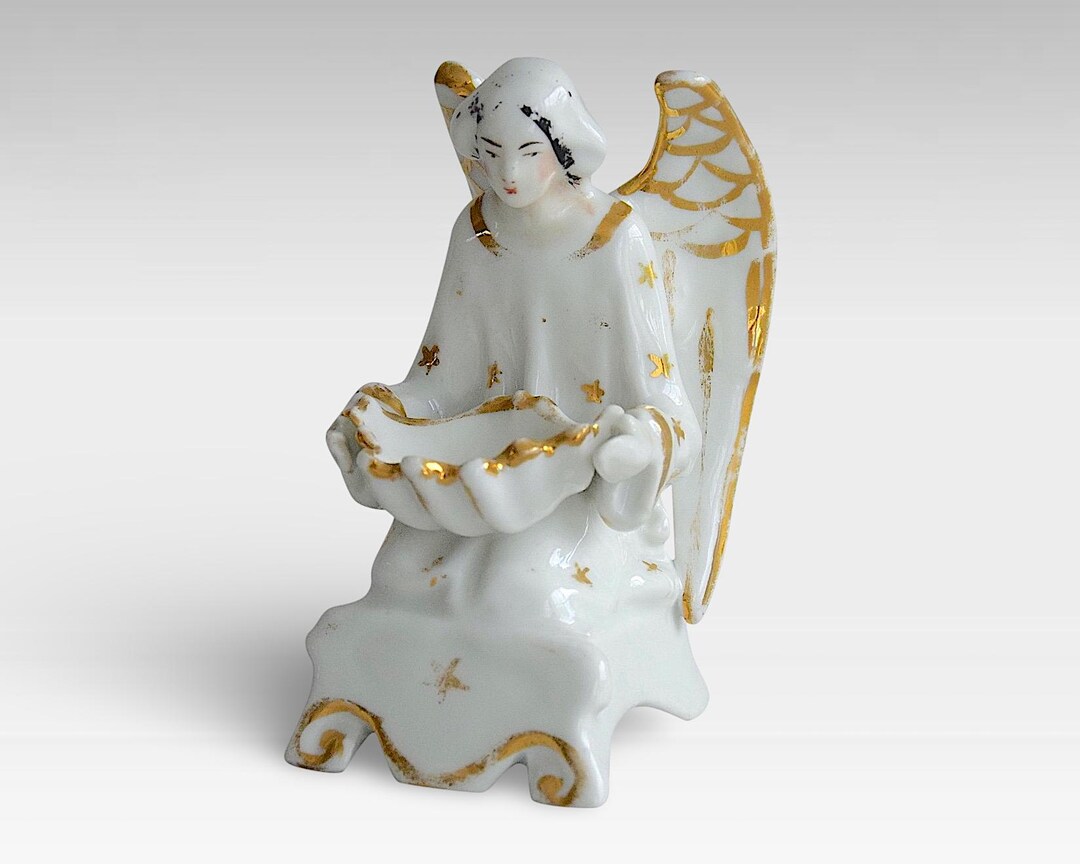 19th Century "kneeling Angel Holding Shell" Holy Water Font - Hand ...