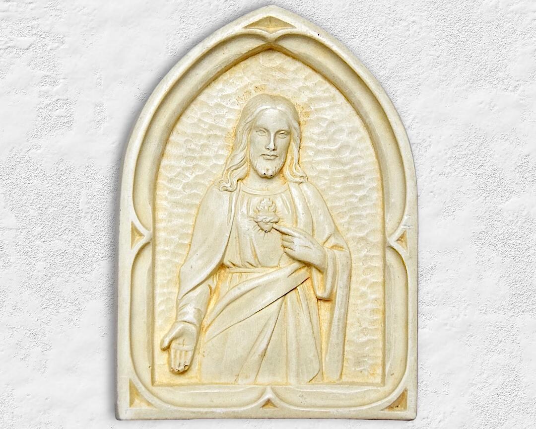 20th C. Gothic Style "jesus Christ With Sacred Heart" Religious "church ...