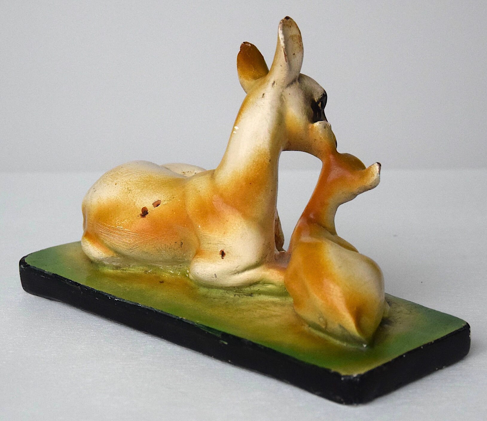 Art Deco deer With Fawn Statue Hand Painted - Etsy