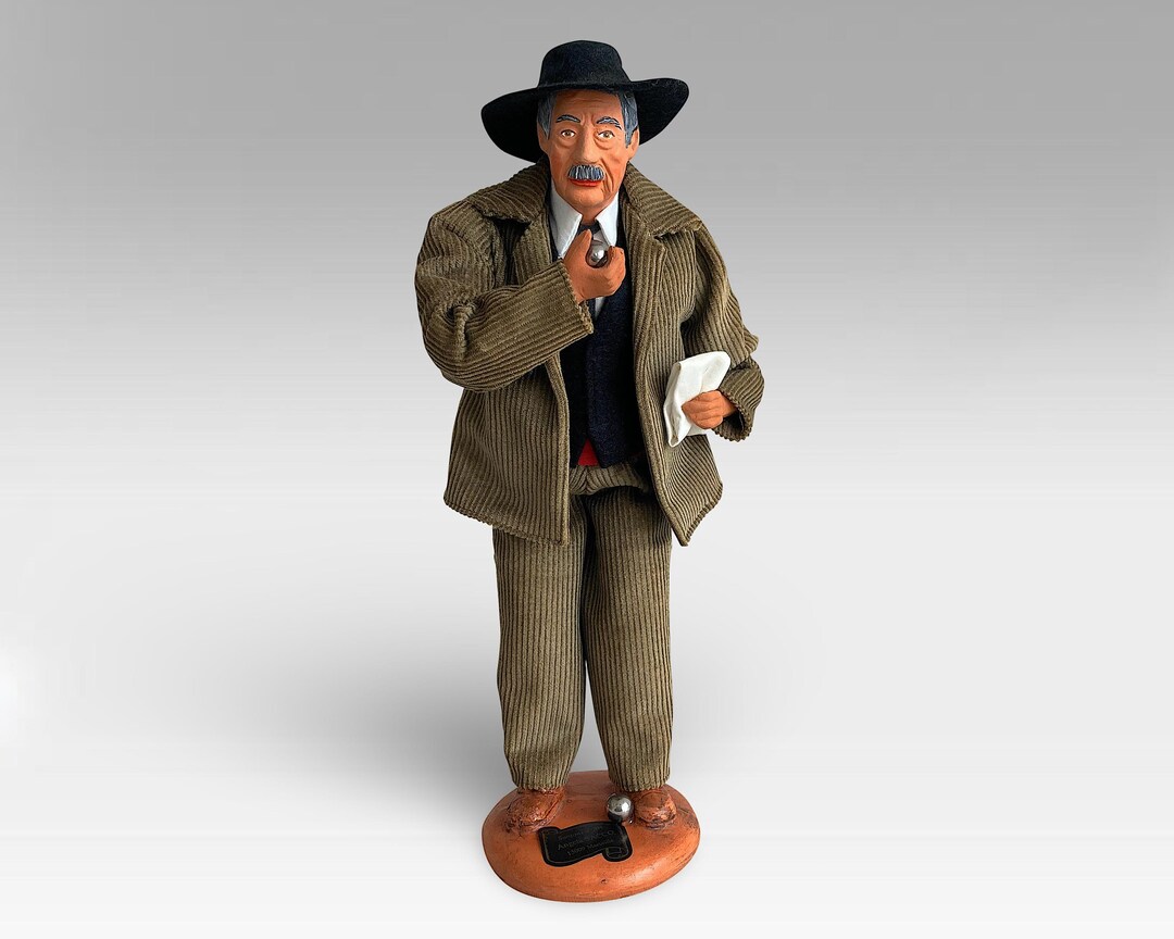 French "angela Sacco" Handmade Terracotta Pétanque Figurine / Statue ...