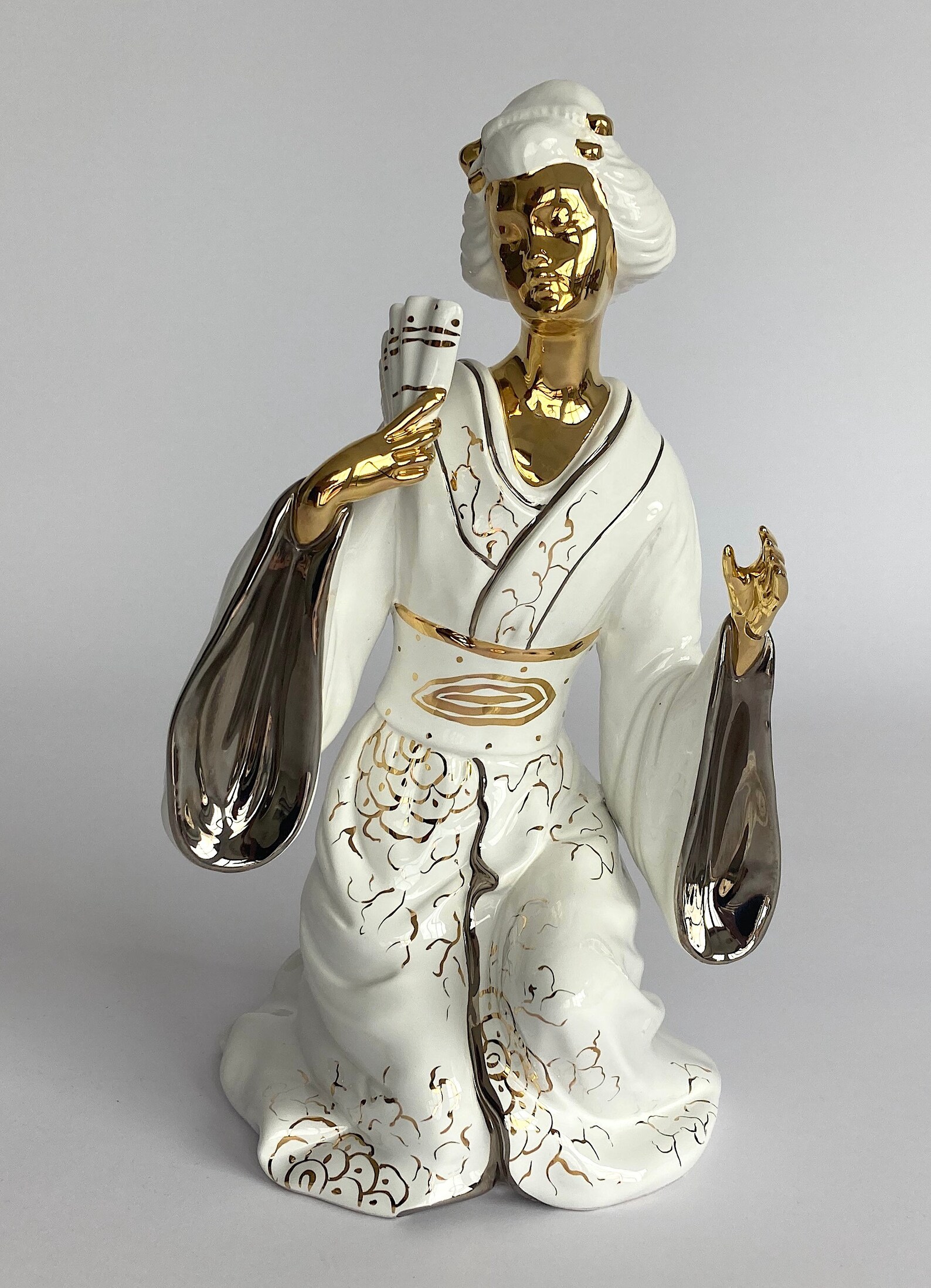 1970s Italian "domenico Zanotto" Ceramic White-gold-platinum "geisha ...