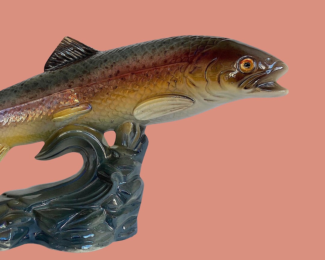 Mid Century Belgian hubert Bequet Hand Painted Faience trout Fish ...