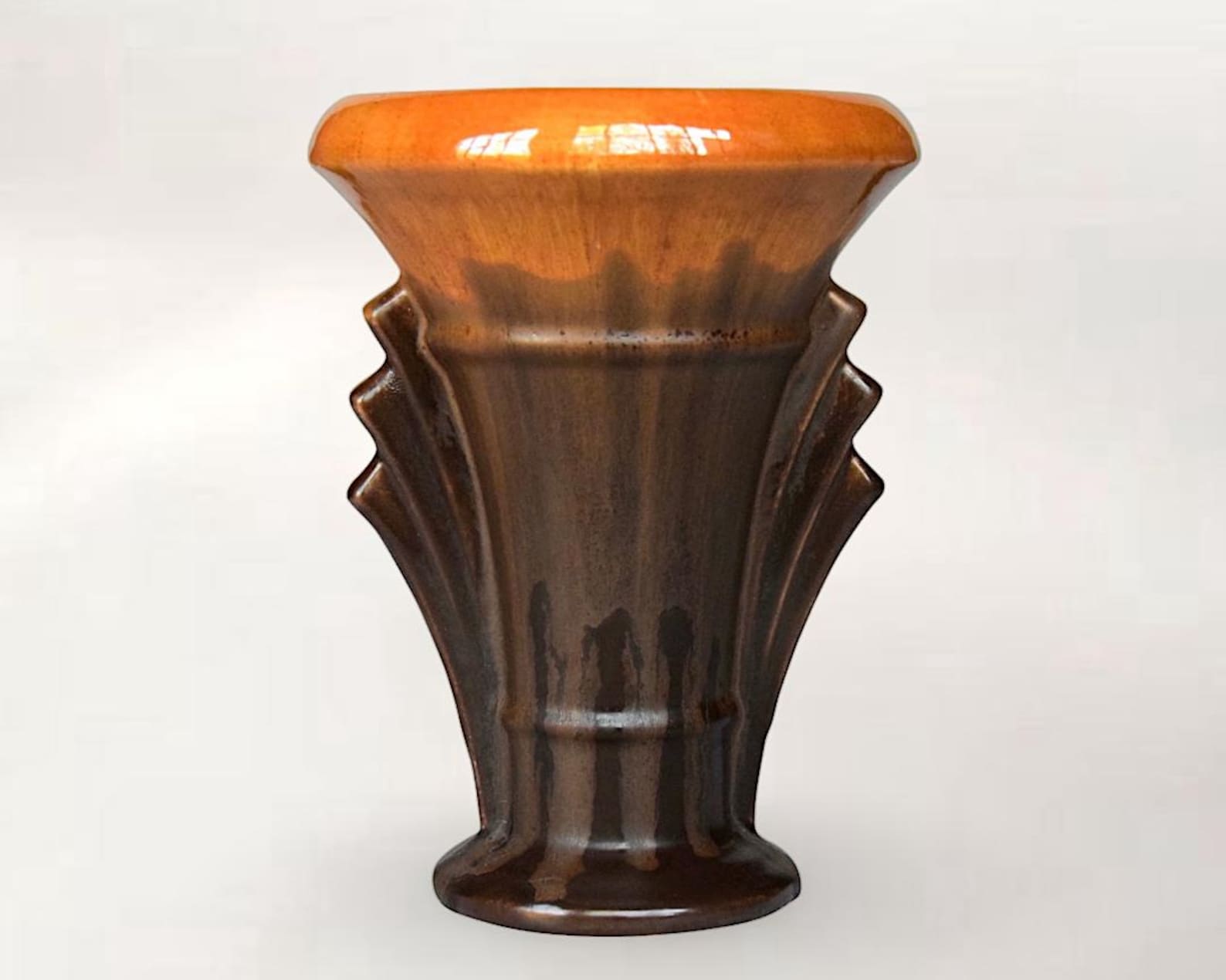 Belgian Art Deco "faïencerie De Thulin" Ceramic Drip Glaze Vase - Made ...