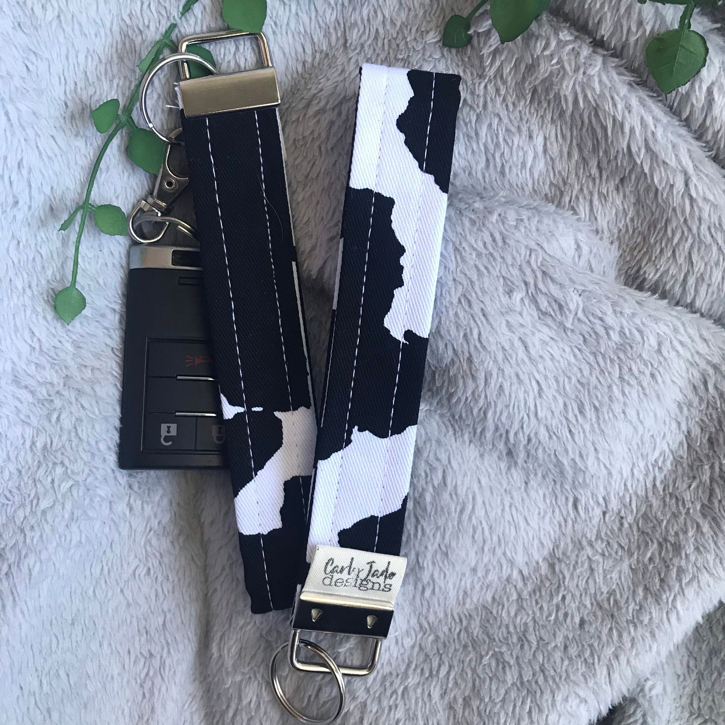 Moo Mood Key Fob / Cow Print / Wristlet / Key Chain / Wrist | Etsy