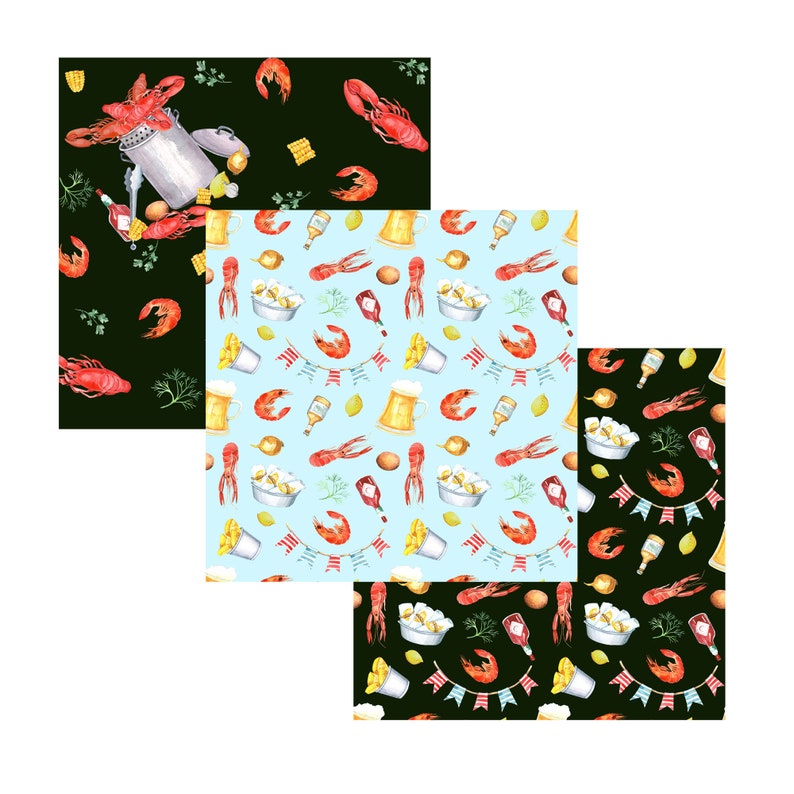 Seafood Crawfish Boil Seamless Patern, Louisiana Clipart, Shrimps, Fish ...