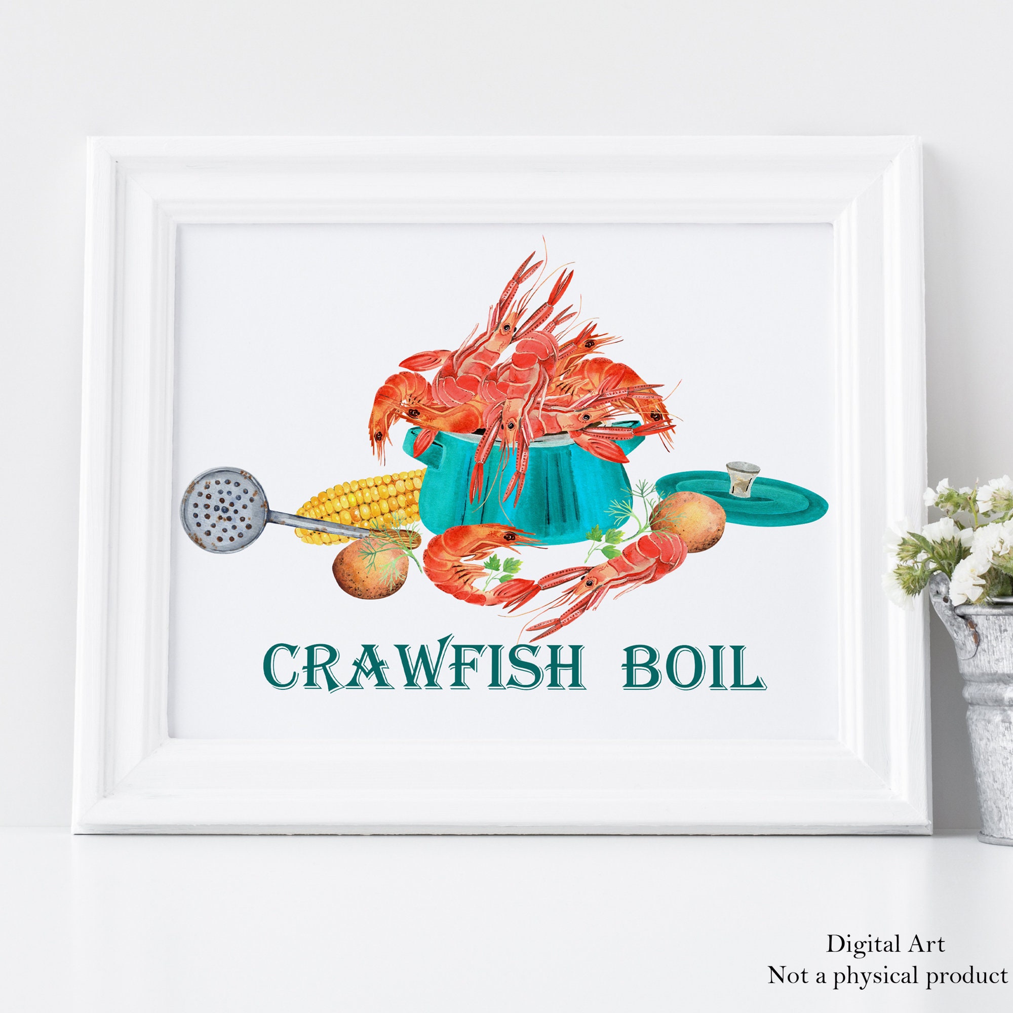 Seafood Crawfish Boil, Louisiana Clipart, Shrimps, Fish, Squid Kitchen ...