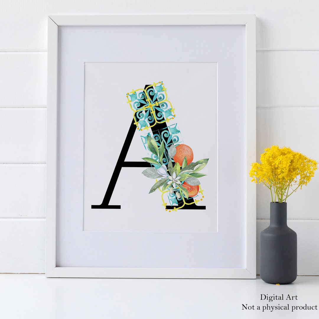 Watercolor Oranges Floral Alphabet Embellished Letters - Etsy