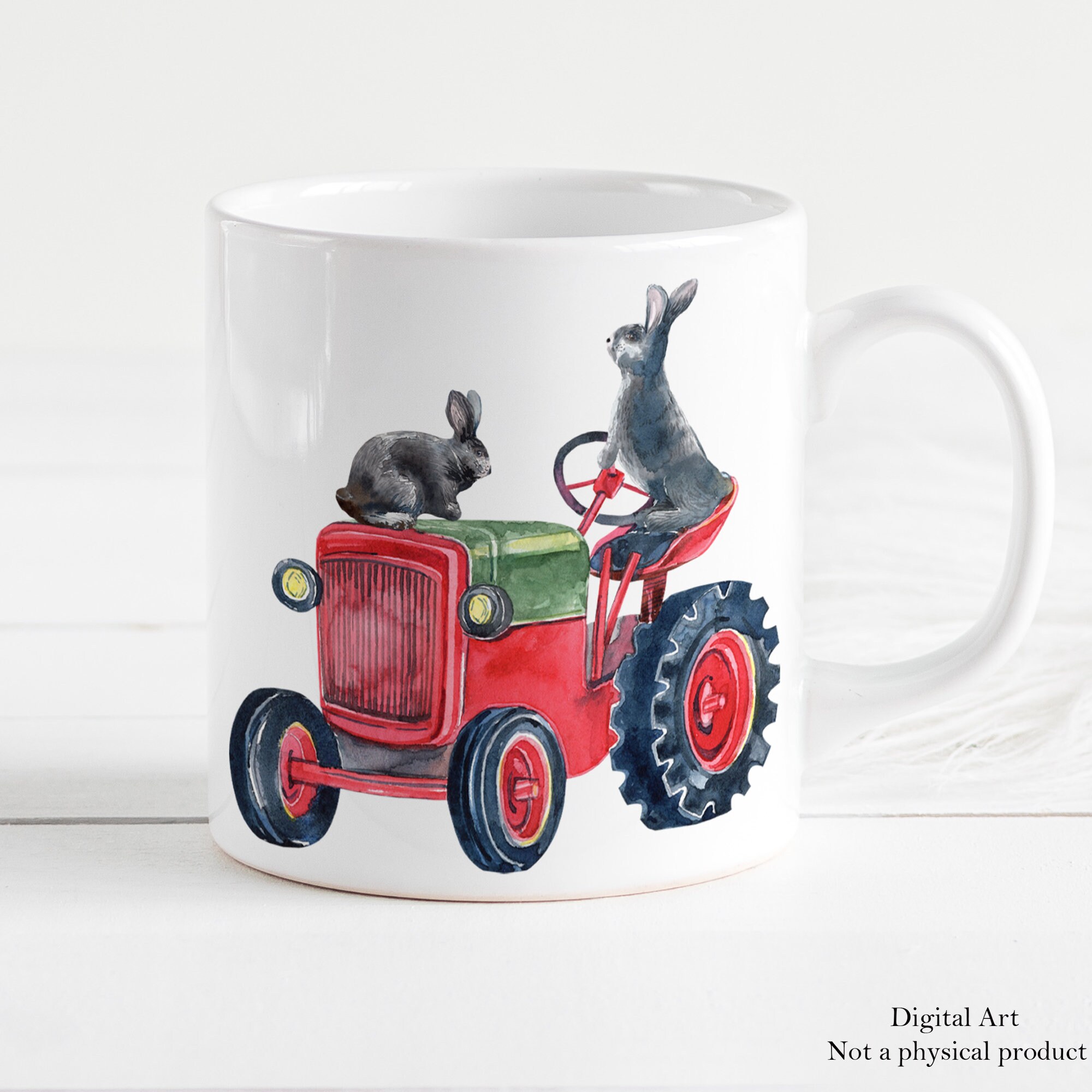 Watercolor Rabbit Farm Clipart, Cute Banny, Karrot, Tractor, Farm ...