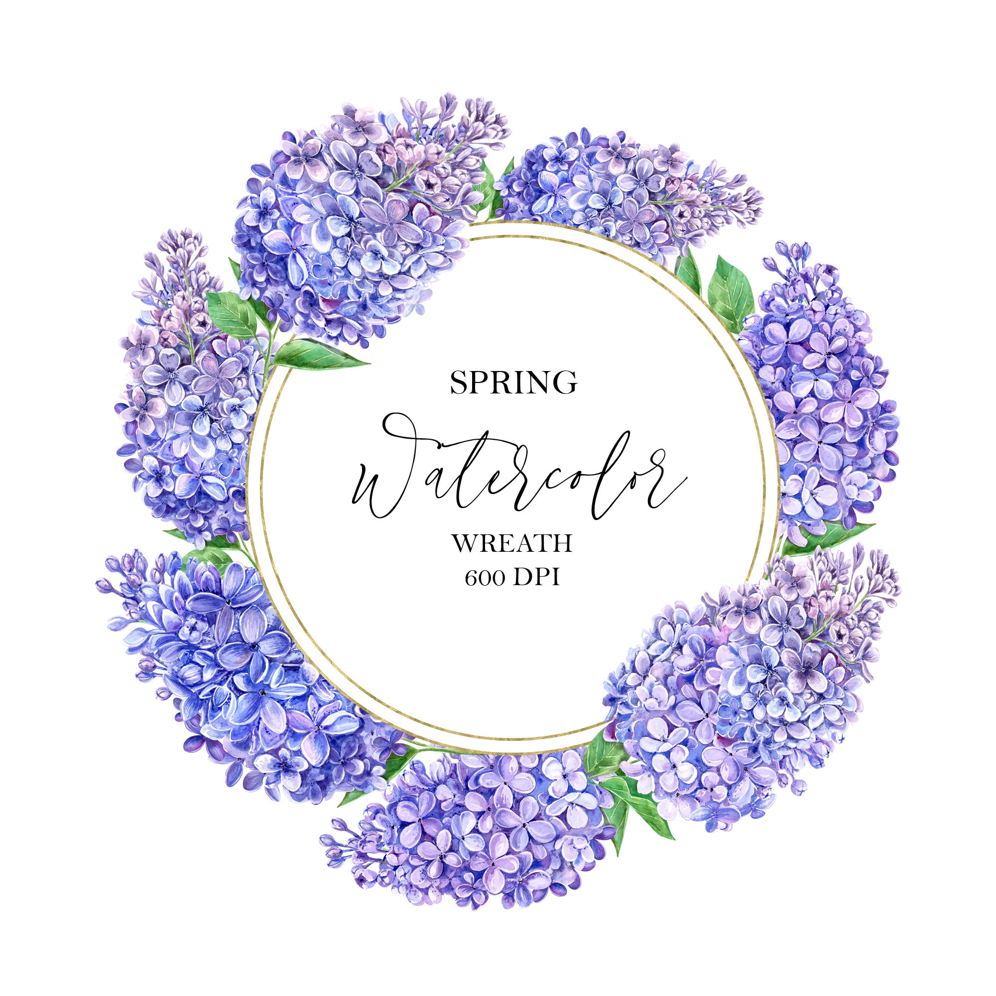 Watercolor Lilac Wreath, Blue Flower, Lilac Color, Floral Frame ...