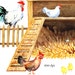 Watercolor Chicken Village Clipart, Farm Animals Clip Art, Rooster, Hen ...