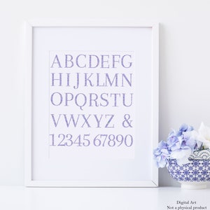 Watercolor Purple Lilac Floral Alphabet, Embellished Letters Numbers ...