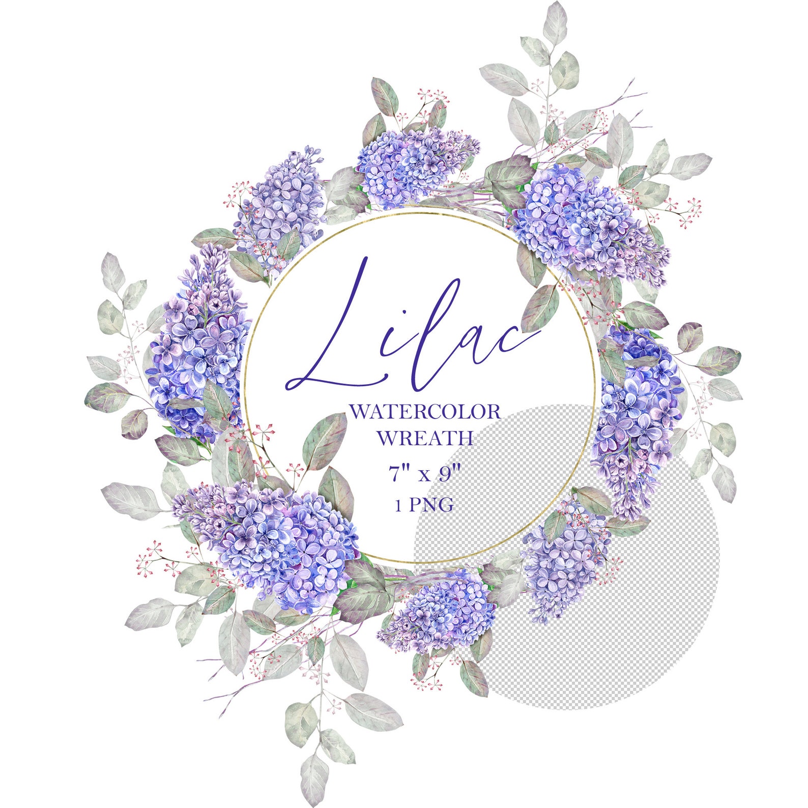 Watercolor Lilac Wreath, Blue Flower, Lilac Color, Floral Frame ...