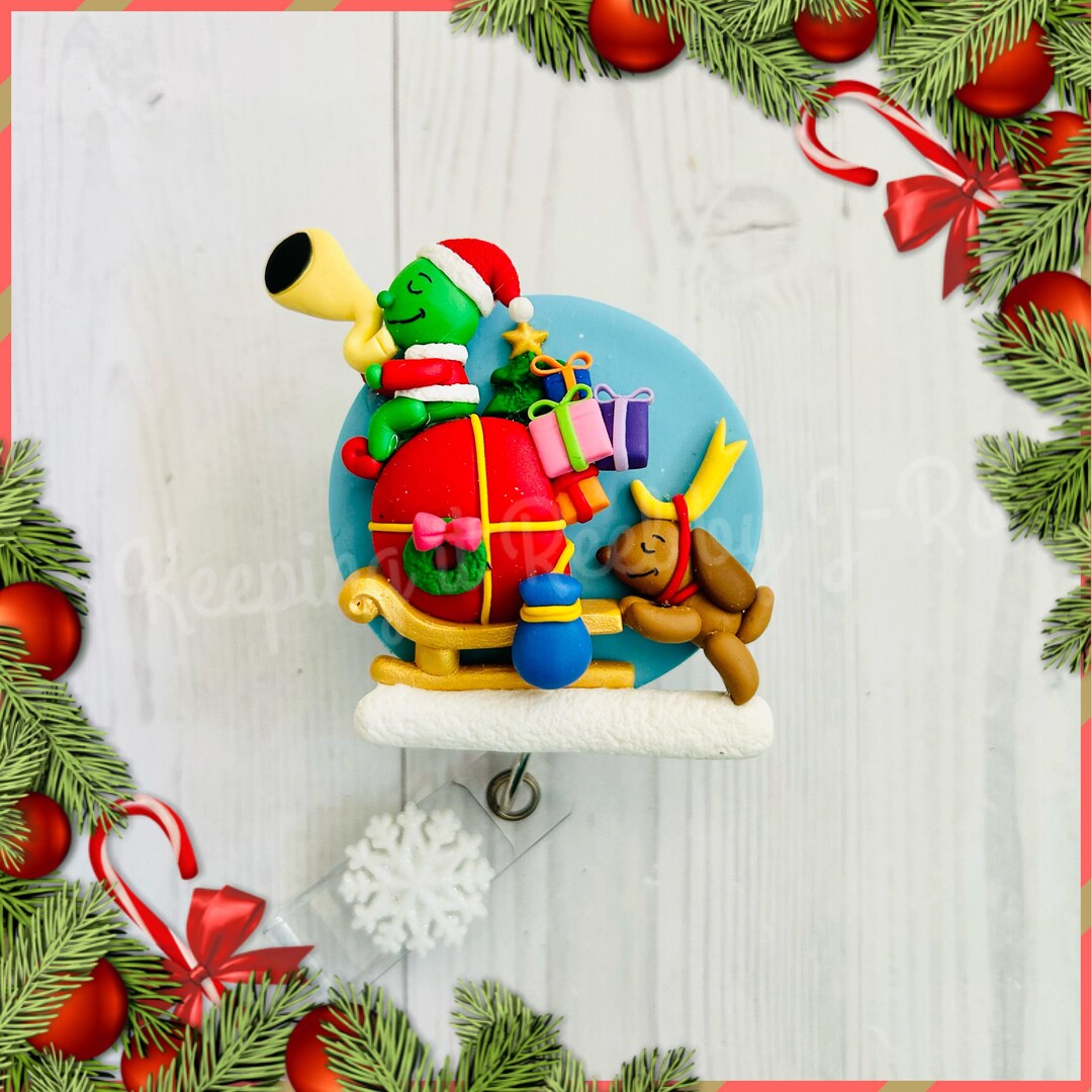 Green Christmas Grump Badge Reel - Etsy