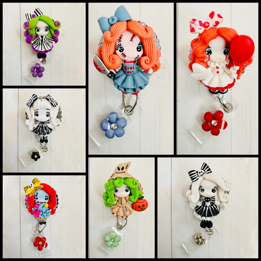 Little Horror Girl Badge Reel, Horror Badge, Halloween Badge - Etsy