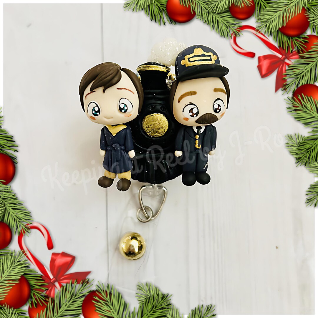 Polar Christmas Train Conductor and Boy Badge Reel - Etsy