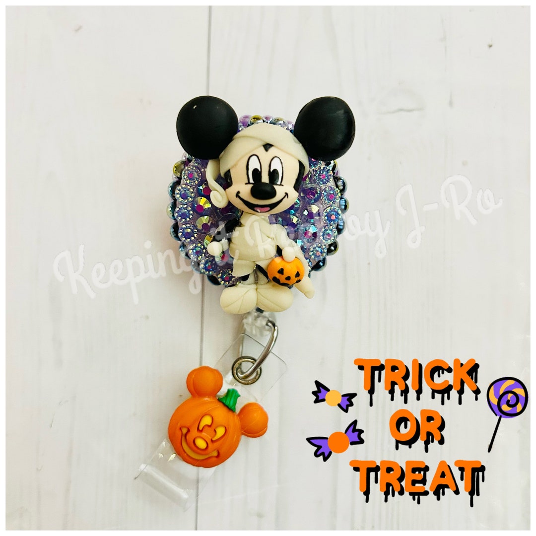 Glow in the Dark Mummy Mickey Halloween Badge Reel - Etsy