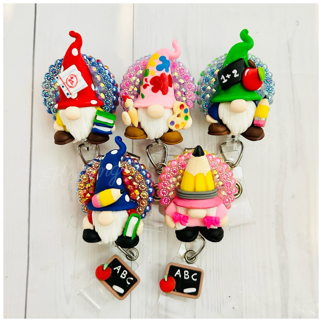 Teacher Gnome Badge Reel: School Retractable ID Holder - Etsy