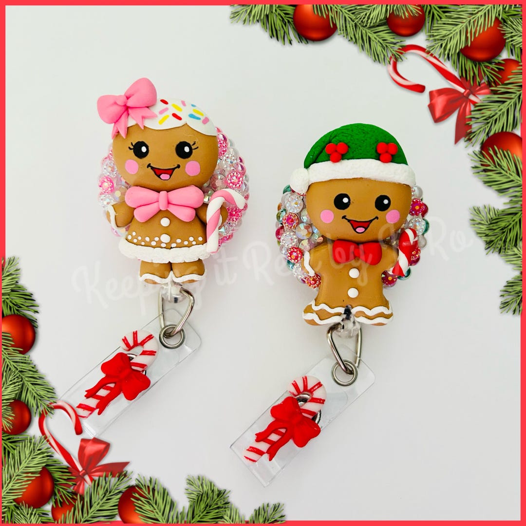 Gingerbread Boy or Girl Christmas Badge Reel - Etsy