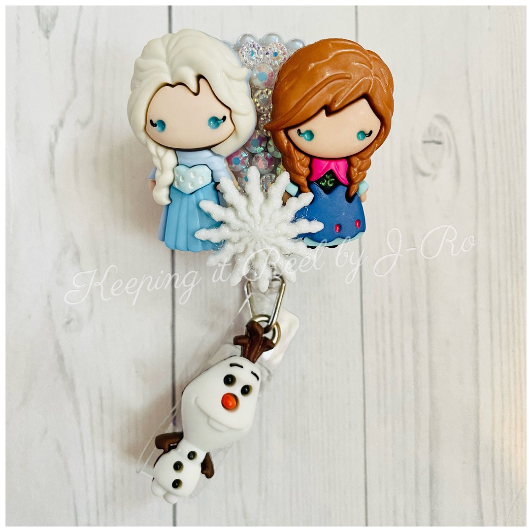 Princess Anna and Elsa Frozen Themed Badge Reel Holder Buddy Lanyard ...