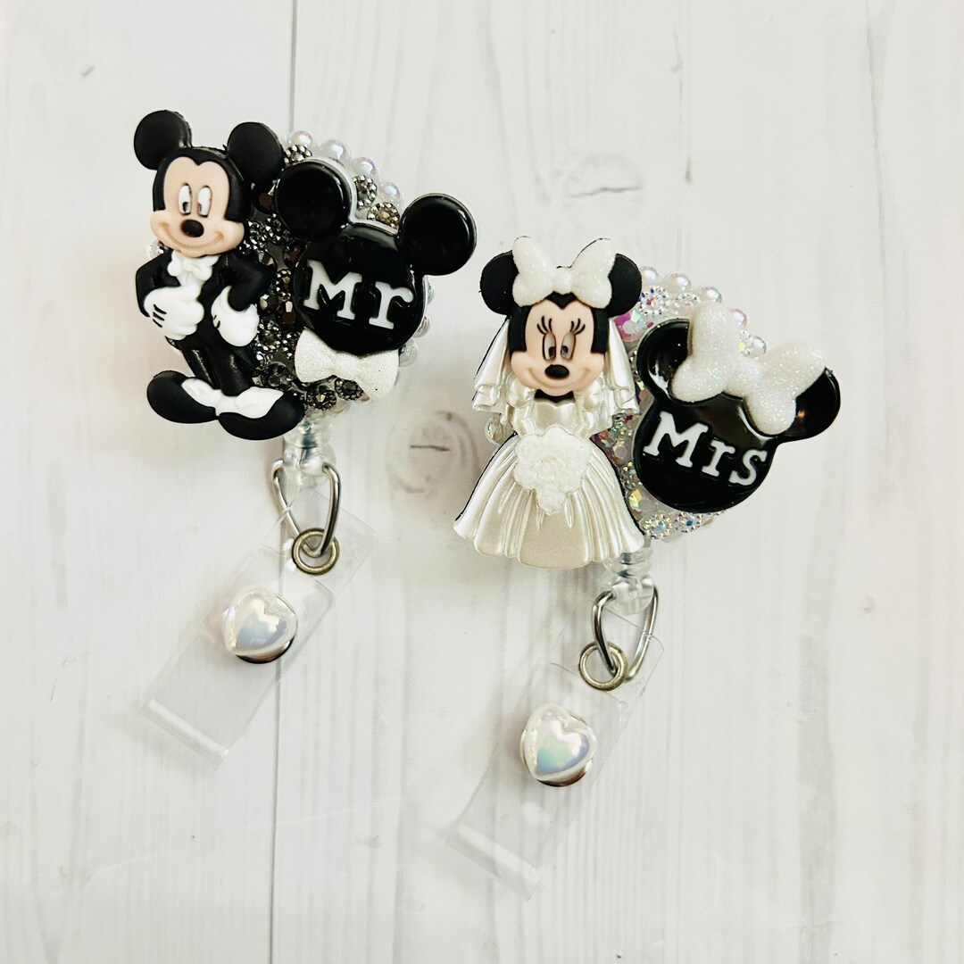 Mickey and Minnie Bride Groom Badge Reel - Etsy