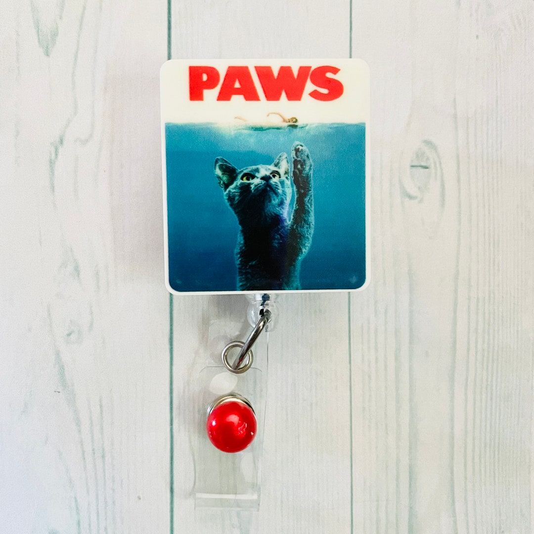 Funny Jaws Joke Paws Cat Themed Badge Reel - Etsy