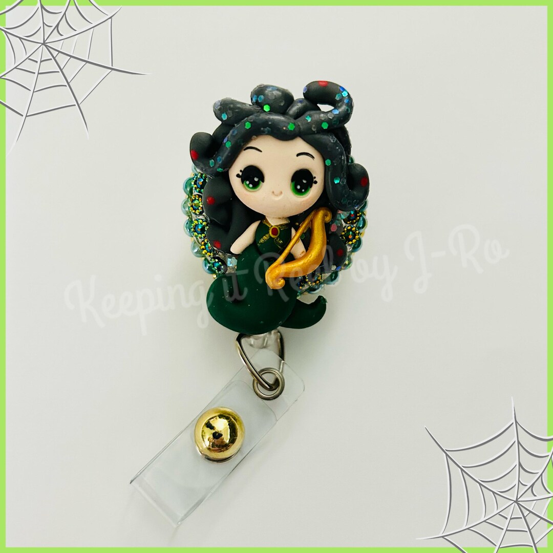 Medusa Badge Reel, Goddess Alligator Swivel Clip - Etsy
