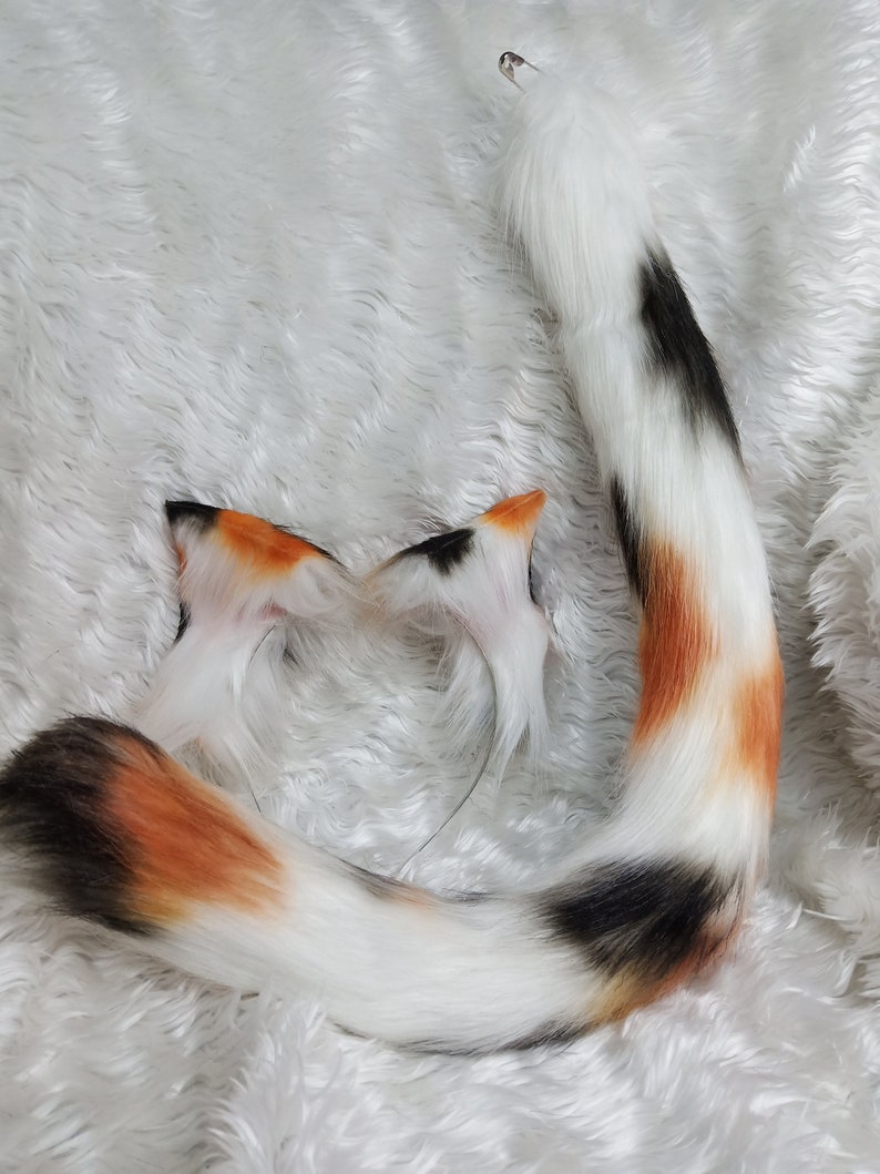Cosplay Calico Cat Ears and Tail | Etsy