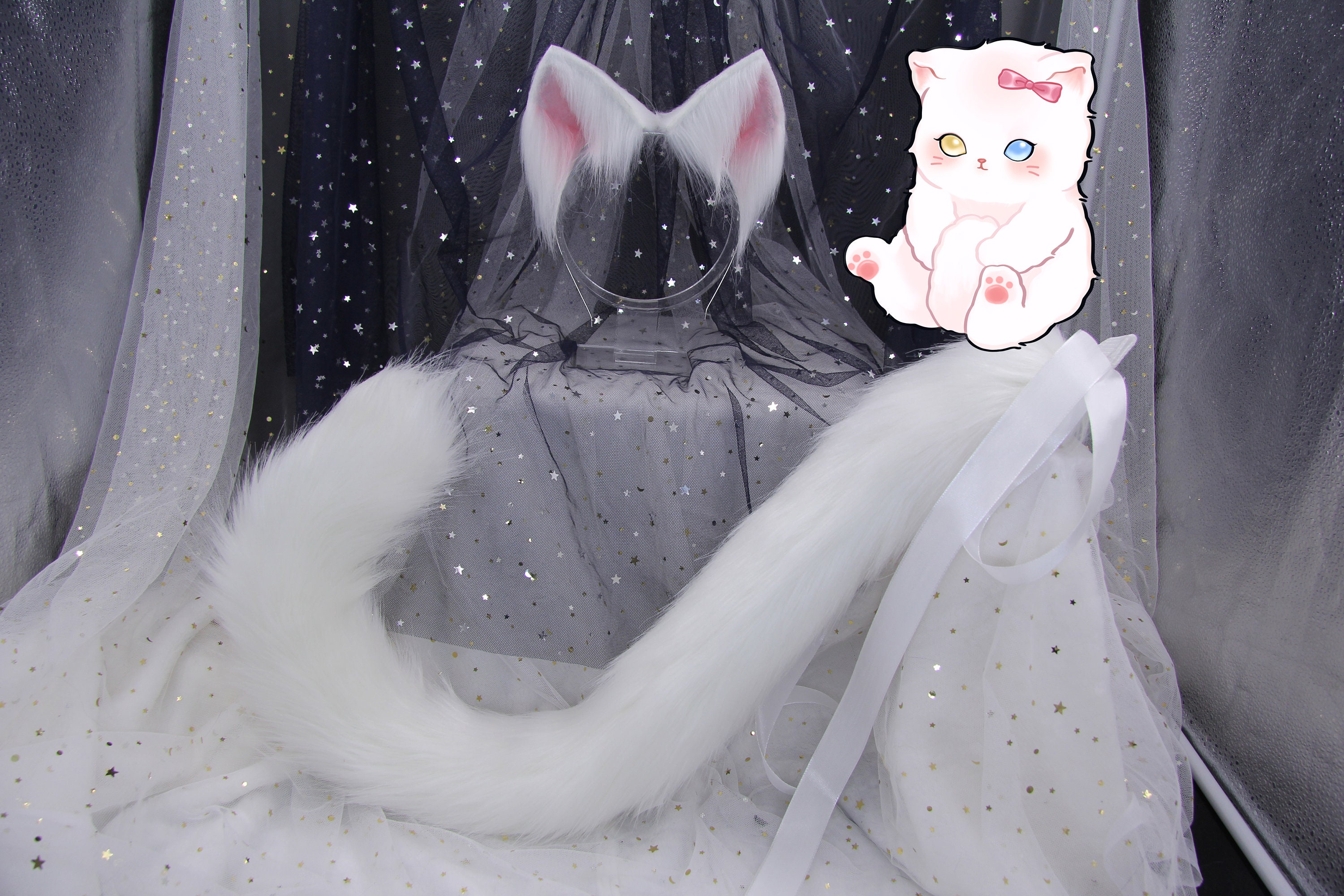 Cosplay Cat Ears and Tail : White Cat Set - Etsy