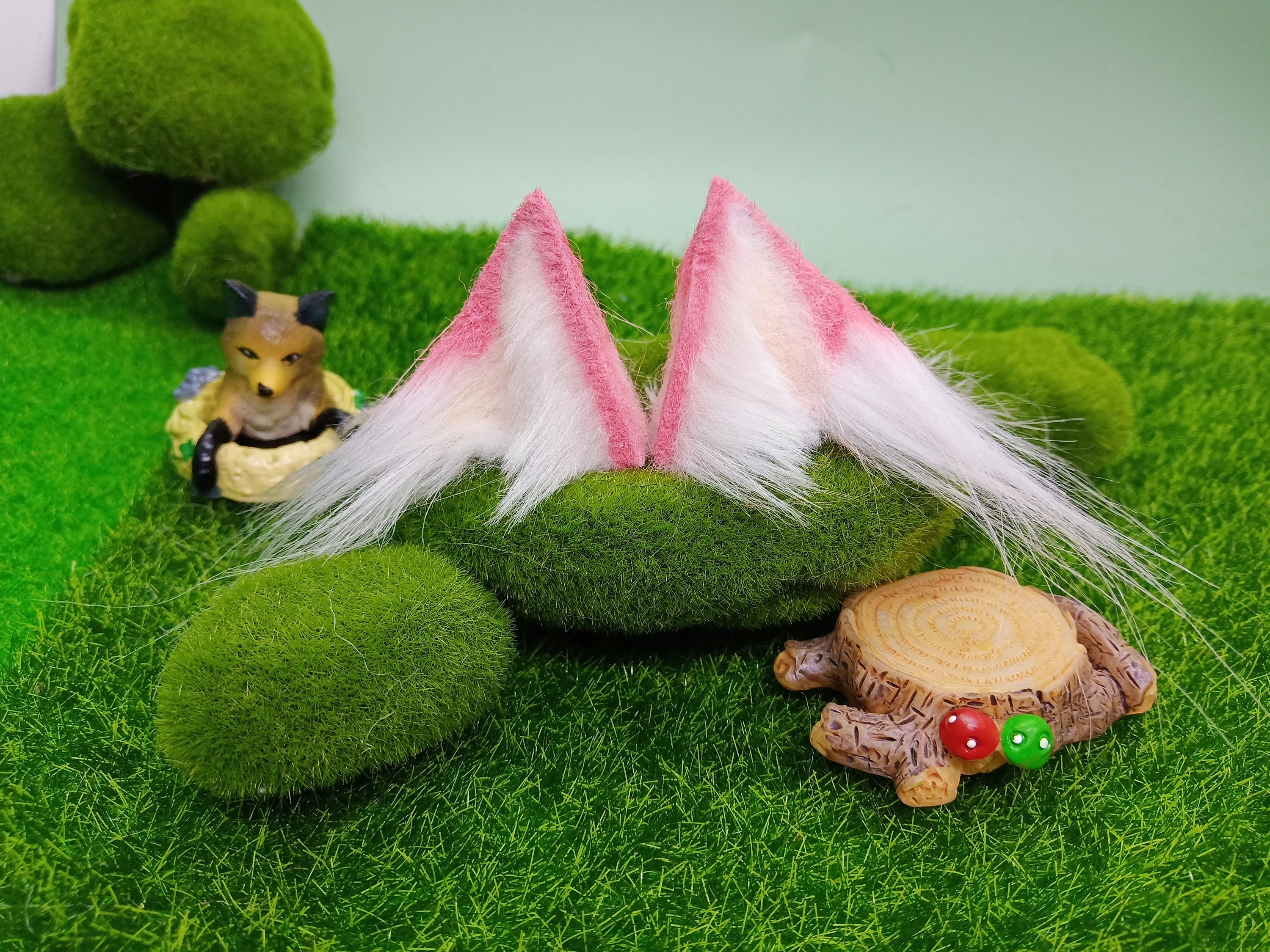 BJD doll Pink Fox Ears and Tail Set - Etsy